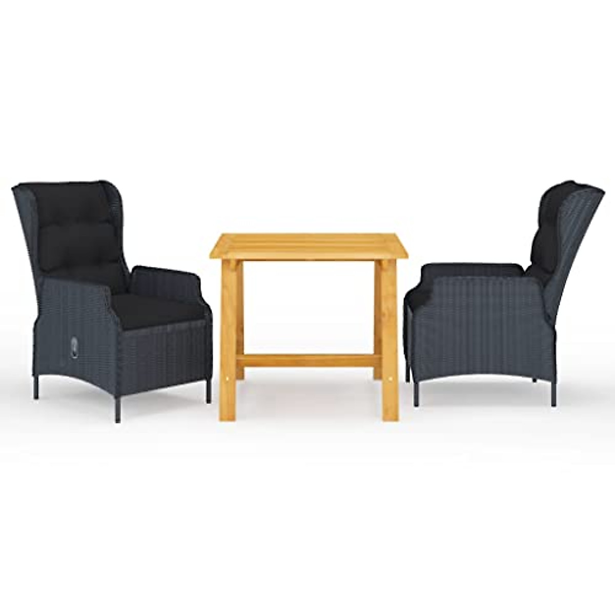 YUHI-HQYD 3 Piece Patio Dining Set,Afternoon Tea Suit,Conversation Furniture,Balcony Bar,Features Reclining Function,Perfect for Patio, Garden, Porch,Family Room,Sitting Area, Dark Gray
