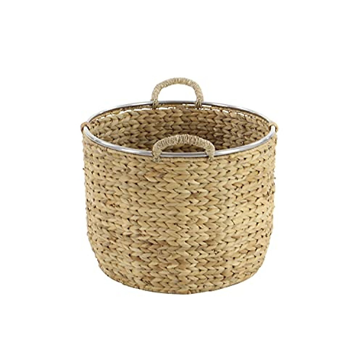 Deco 79 Seagrass Handmade Storage Basket with Handles, Set of 2 12", 16"W, Light Brown