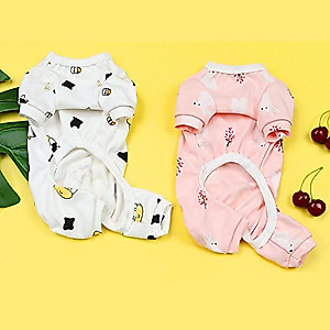 2 Pieces Dog Pajamas Cute Funny Printed for Cotton Puppy Clothes Holiday Festival Party Dogs Costumes Doggie Shirts Cat Outfits Dog Sweatshirt for Small Dogs Cats Boy Girl Clothes