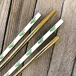 Cactus Theme Paper Straws - Green White Succulents and Gold Foil Drinking Straws - 100 Pack Outside the Box Papers Brand