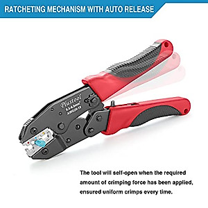 Plustool Crimping Tool for Heat Shrink Connectors AWG22-10, Ratcheting Wire Terminal Crimper - Crimping Pliers - Electrical Crimping Tool