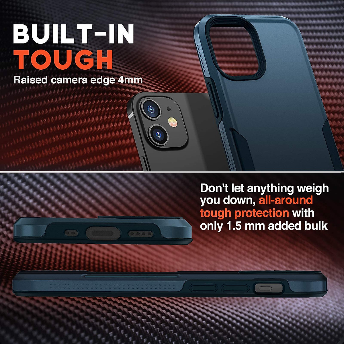 NTG Military Shockproof iPhone 12 Case [2 Layer Structure][Military Grade Anti-Drop] Hard Slim iPhone 12 Phone Case, Shockproof Protective Phone Case for iPhone 12 (6.1 inch), Blue