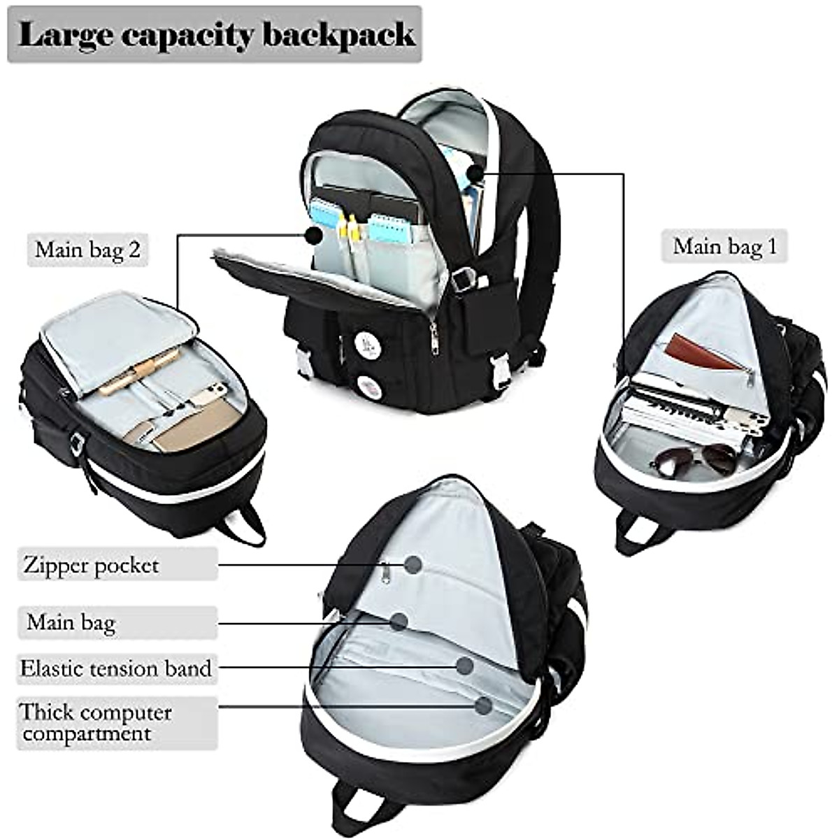 Makukke School Backpacks for Teen Girls - Laptop Backpacks 15.6 Inch College Cute Bookbag Anti Theft Women Casual Daypack,White