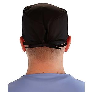 Sparkling EARTH Solid Black Unisex Classic Surgical Style Scrub Working Cap - 100% Cotton - Made in The USA!