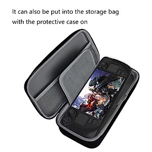 Stream Deck Carrying Case,Game Traveler Steam Deck Case, Protective Hard Portable Travel Carry Case Shell Pouch with Pockets for Accessories and Game Cases in a Recessed Space - Black