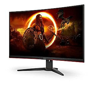 AOC C32G2ZE 32" Curved Frameless Gaming Monitor, Full HD 1920x1080, VA, 0.5ms 240Hz, AMD FreeSync Premium, DP/HDMI/VGA, VESA, 3-3-1 Re-Spawn Program, Xbox PS5 Switch,Black