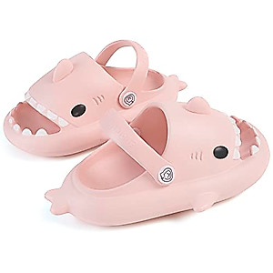 KVbabby Cloud Shark Slides for Kids Toddlers Girls Boys Novelty Open Toe Sandals Cute Shower Pillow Slippers with Thick Sole for Outdoor Indoor Pink 7-7.5 Toddler