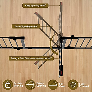 Baby Gate for Stairs, Dog-gate with Auto-Close Door, Double Locking System, Hardware Mounting, Quick Assembly (81 inch Black)