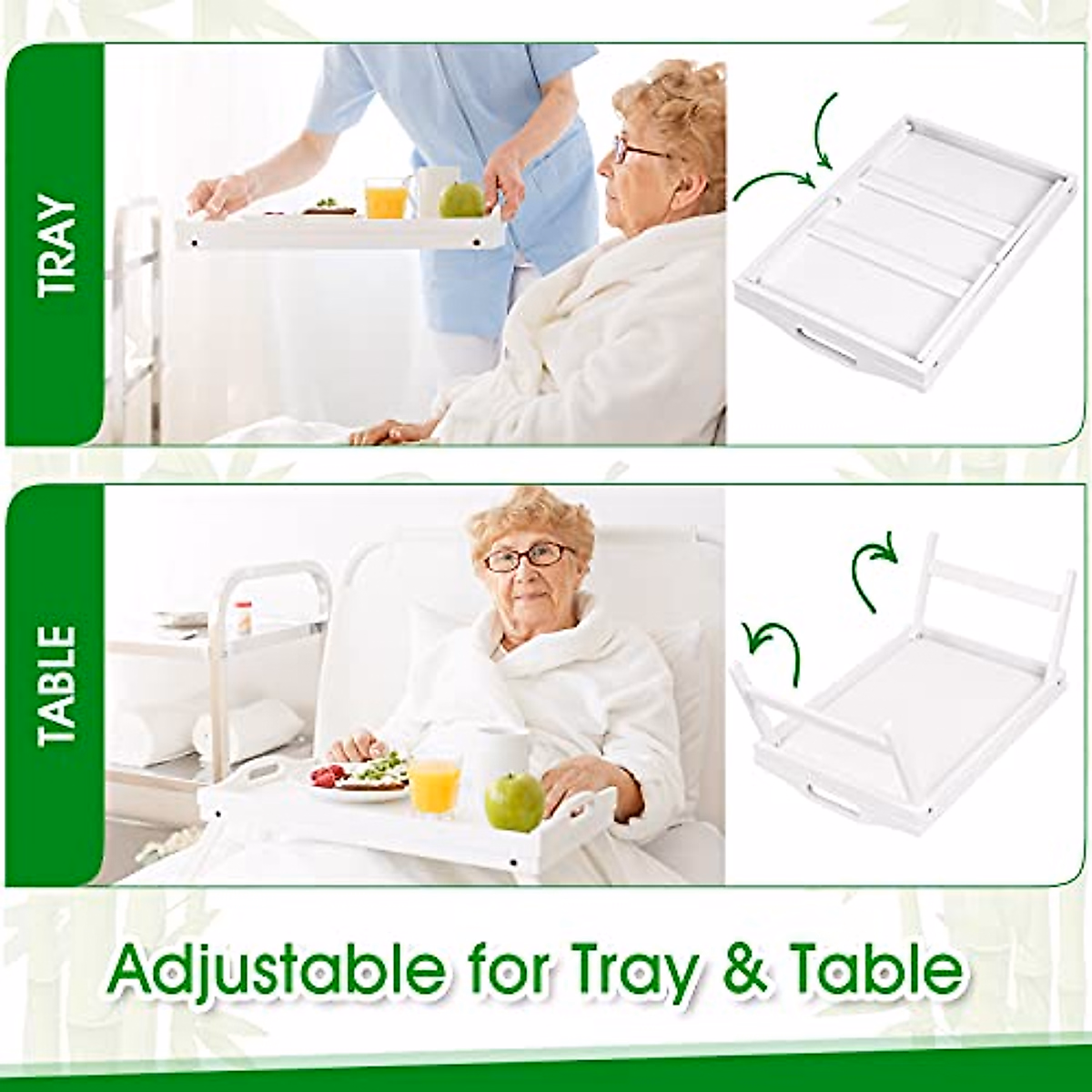Bed Tray Table Folding Legs with Handles Breakfast Food Tray for Sofa,Bed,Eating,Drawing,Platters Serving Lap Desk Snack Tray (White Medium)