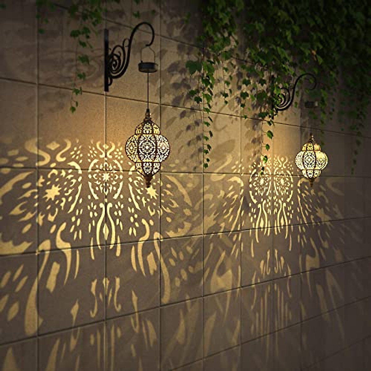 Hapjoy Hanging Solar Lights Outdoor Garden Decor Solar Lantern Waterproof Plastic Moroccan Outdoor Decorations for Patio Pathway Yard Backyard Garden Decorative (1 Pack, Bronze)