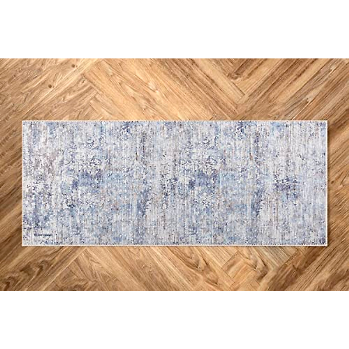 Great American Distributors - Machine Washable - Spatter Abstract Ombre Theme Print Area Rug, Transitional - Soft, Living Room Carpet - Blue, Gray
