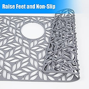 QKVCX Silicone Sink Protectors for Kitchen Sink 28.25"x15.25" Sink Protectors for Bottom of Farmhouse Stainless Steel Porcelain with Rear Drain Hole for Sink Bowl,Sink Mat for Rectangle Porcelain Sink