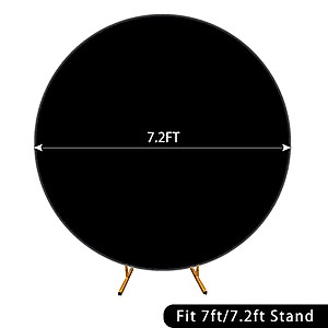 7.2ft Black Round Backdrop Cover Suitable for 7ft/7.2ft Circle Stand,Polyester Pure Black Birthday Party Wedding Photography Circle Arch Backdrop Cover