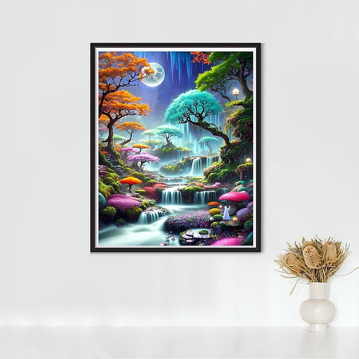 WisonDap Magical Moon Forest Diamond Art Kits for Adults,Moon Landscape Diamond Art Kits Full Drill Crystal Rhinestone Diamond Embroidery Craft Kits for Home Wall Decor Inch12X16