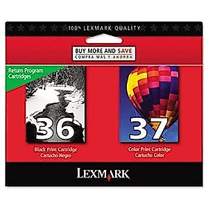 Lexmark 18C2229 36 37 X3650 X4650 X5650 X6650 X6675 Z2420 Ink Cartridge Set (Black & Color, 2-Pack) in Retail Packaging