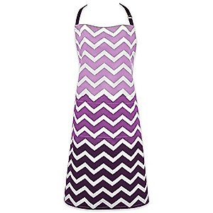 DII Chef Style Cotton Apron Adjustable Straps and Large Pocket, Eggplant Ombre