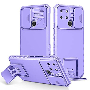 Back Cover Silicone Kickstand Case Compatible Compatible with infinix Smart 6,[3 Stand Ways] Vertical and Horizontal Stand Case,Full Body Hard Slim Protective Phone Case Lanyard Case
