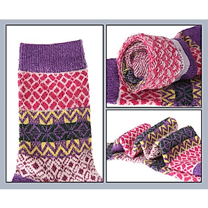 EBMORE Womens Wool Socks Thermal Hiking Winter Boot Warm Thick Cozy Crew Comfy Work Socks for Ladies 19 Pairs(Snowflake & Heart)