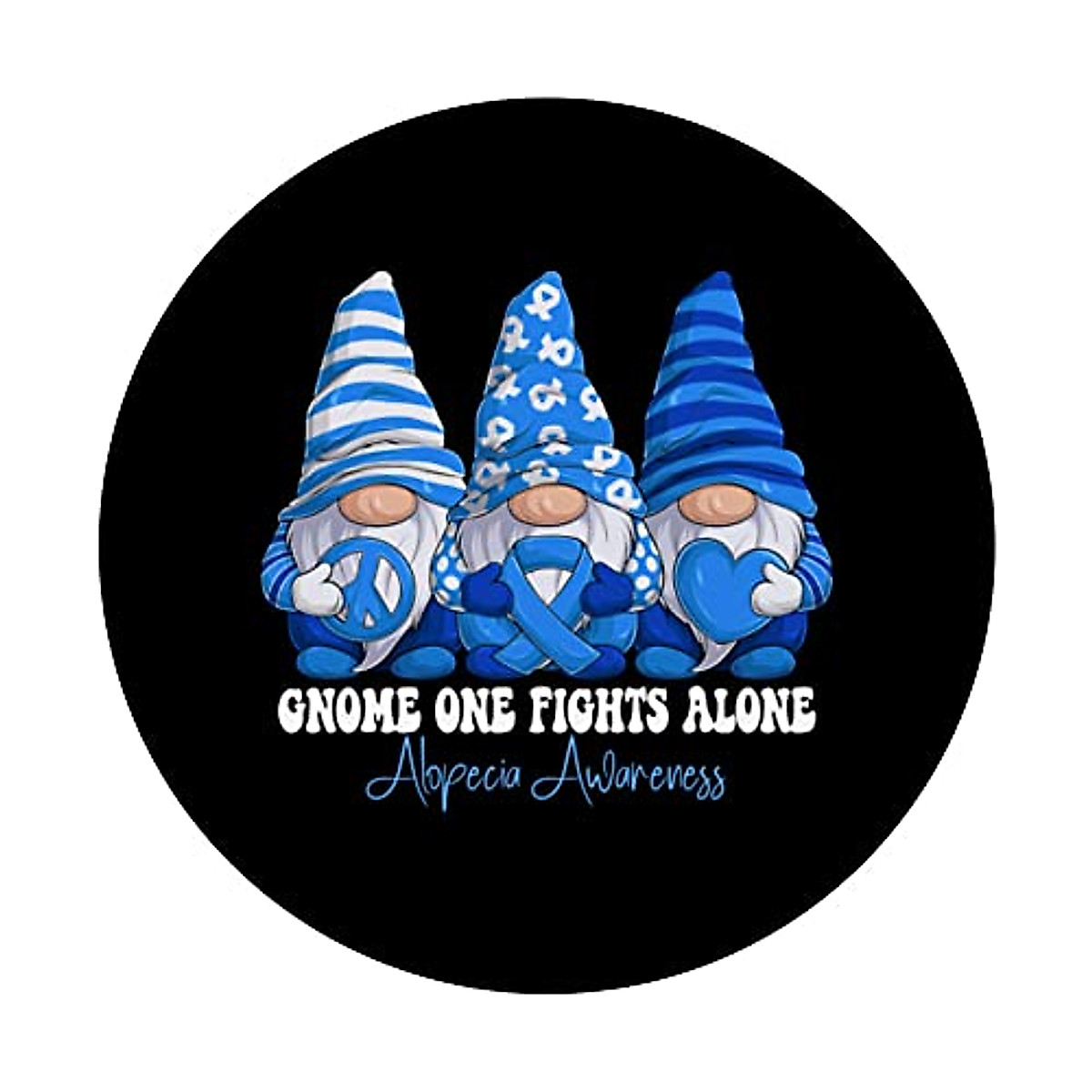 Alopecia Awareness Month Blue Ribbon Gnomies Support PopSockets Swappable PopGrip