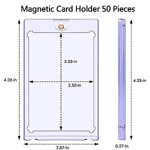 50ct Magnetic Card Holder 35pt, Card case Holder for Trading Cards，Card Protectors Hard Plastic, Card Sleeves Display case for Baseball Card Sports Cards