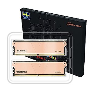 V-Color Skywalker Plus DDR4 64GB (32GBx2) 4266MHz (PC4-34100) CL19 Gaming Desktop Ram Memory Hynix IC Dual Rank 1.5V - Golden (TO432G42D819CSGAKK)
