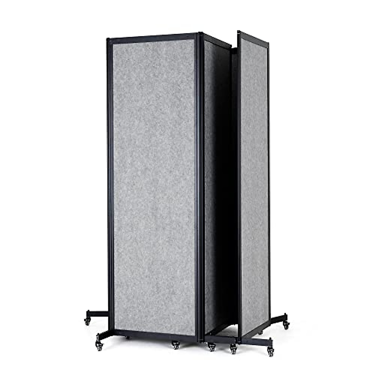 Artigwall Aluminum Alloy Room Divider 180 Portable Wall Partition | Freestanding Office Divider | Folding Privacy Screen | Locking Wheels | Temporary Room Separator | 5 Panels (5, Light Grey)
