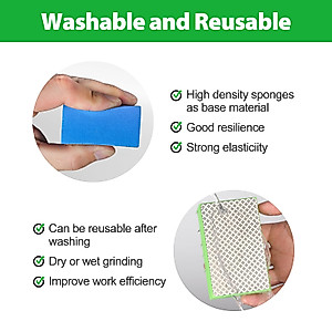 Diamond Hand Polishing Pads, 5PCS Diamond Sanding Pads 60/120/240/400/1000 Grit Sanding Block Foam Backing for Tile Glass Stone Marble Granite Ceramics Metal Wet&Dry