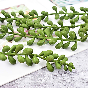 HUIANER Artificial Succulent Plants, 13.4" and 28.7" Fake Hanging String of Pearls Simulation Greenery Plants for Wall Home Kitchen Office Garden Wedding Decor, Pack of 2