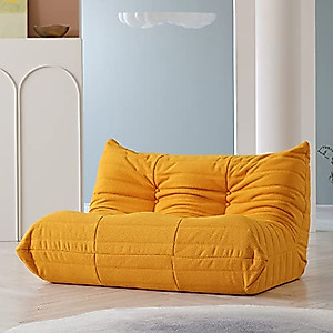 TIFLON Lazy Floor Sofa,Minimalist Sofa Couches,Teddy Velvet LoveSeat Sofa,Fireside Chair,Tatami Sofa,Corner Relax Sofa Couch for Living Room Bedroom Salon Office (Yellow, 2Seat)