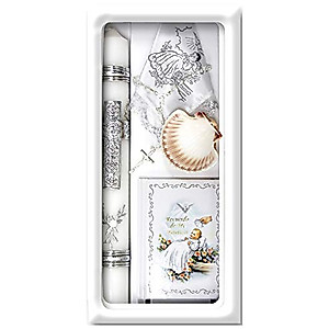 Baptism Candle Set for Boys Girls - Baptism Set Catholic with Candle - Velas para Bautizo de Niño Set Niña (Silver)