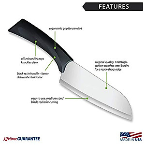 Rada Cutlery Anthem Series Cook’s Knife Stainless Steel Blade with Ergonomic Black Resin Handle, 12 Inches