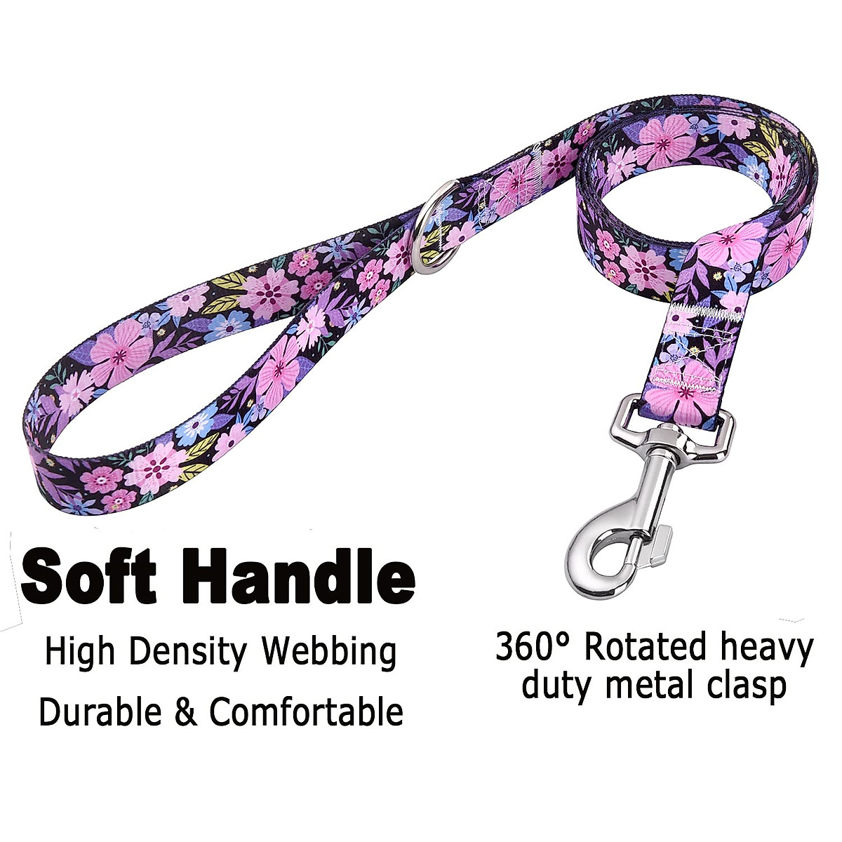 Mihqy Dog Collar and Leash Set with Bohemia Floral Tribal Geometric Patterns - Soft Ethnic Style Collar Adjustable for Small Medium Large Dogs(Pink Floral Set,S)