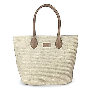 Straw Rattan Women Tote Summer Beach Shoulder Handbag Medium Size 17.8''x12.6"x5.1"