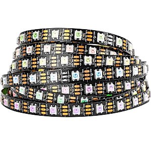 BTF-LIGHTING WS2812B IC RGB 5050SMD Pure Gold Individual Addressable LED Strip 16.4FT 300LED 60LED/m Flexible Full Color IP30 DC5V for DIY Chasing Color Project(No Adapter or Controller)