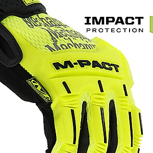 Mechanix Wear: Hi-Viz M-Pact Work Gloves (Medium, Fluorescent Yellow)
