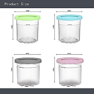 EVANEM 2/4/6PCS Creami Pint Containers, for Ninja Creamy Pints Lids,16 OZ Ice Cream Pint Containers Airtight and Leaf-Proof Compatible with NC299AMZ,NC300s Series Ice Cream Makers,Pink+Gray-2PCS