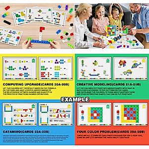 Number Blocks, Math Manipulatives 100 Snap Cubes with 30 Activity Cards, STEM Toy Learning Math Games for Kids 3 4 5 6 7 8+ Year Homeschool Supplies Birthday Gift, 148PCS