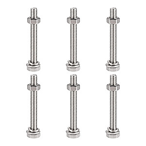 uxcell M6 x 50mm Hex Head Screws Bolts, Nuts, Flat & Lock Washers Kits, 304 Stainless Steel Fully Thread Hexagon Bolts 6 Sets