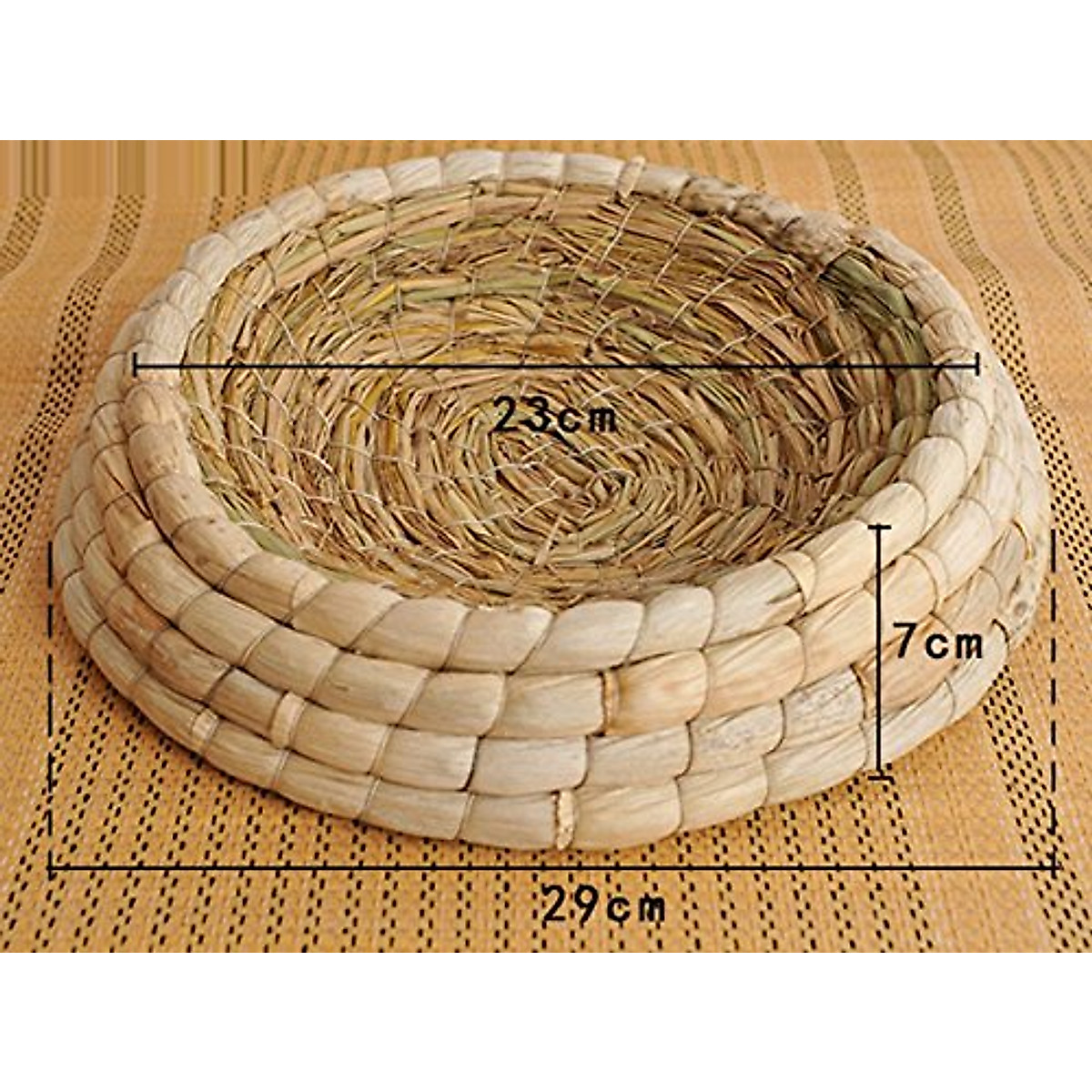 Handwoven Straw Bird Nest Cage for Parrot Macaw African Greys Budgies House Hatching Breeding Cave Also for Dove Hamster Gerbil Chinchillas (L)