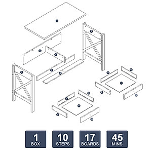 ChooChoo Home Office Desk Writing Computer Table Modern Design Desk with Drawers (Grey)
