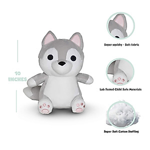 Avocatt Gray Wolf Plush Toy - 10 Inches Plushie Stuffed Animal - Hug and Cuddle with Squishy Soft Fabric and Stuffing for Boys and Girls