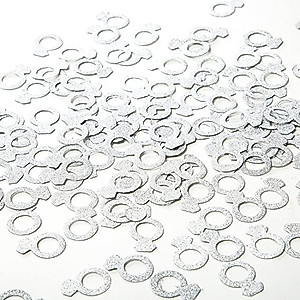 MOWO Silver Diamond Ring Paper Confetti Table Decor and Event Decor, Silver Glitter, 200 Count