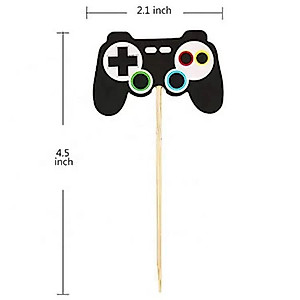 24pcs Video Game Party Themed Party Paper Cake and Cupcake Topper Birthday Anniversary Wedding Engagement Party Decorations