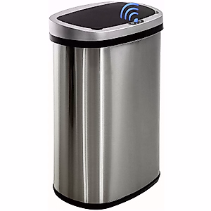 13 Gallon 50 Liter Garbage Can Automatic Kitchen smart motion sensor Trash Motion Sensor Automatic Closure & Opening Touchless Garbage Bin Anti-fingerprint Mute Designed Trash Bin for Office Bedroom Bathroom (Silver2)