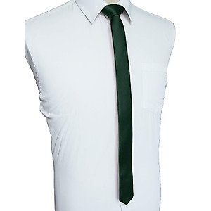 JEMYGINS 1.58" Green Tie Silk Skinny Ties for Men Slim Necktie(4cm)