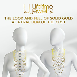 LIFETIME JEWELRY 11mm Flexible Herringbone Chain Necklace 24k Real Gold Plated (20 inches, Gold)