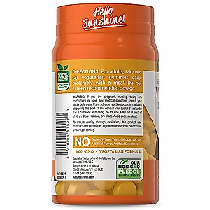Vitamin D3 Gummies | 2000 IU | 70 Count | Pineapple Flavor | Vegetarian, Non-GMO and Gluten Free Supplement | by Nature's Truth