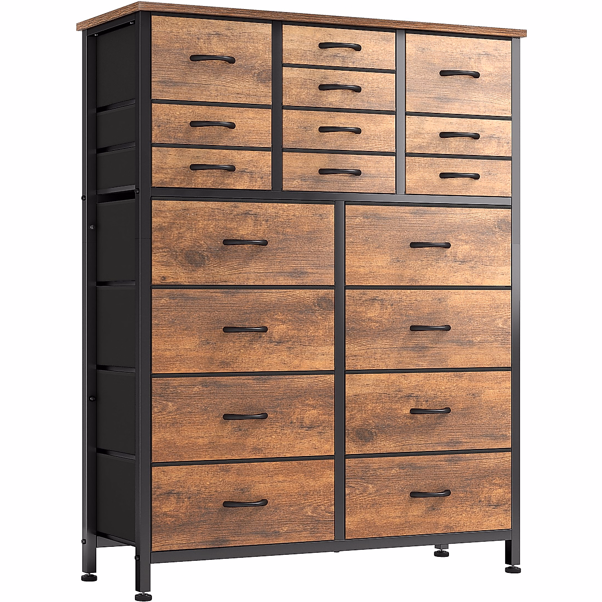 Lulive 18 Drawer Dresser, Tall Dressers for Bedroom, Large Capacity Fabric Dresser & Chest of Drawers for Hallway, Entryway, Closet, Living Room (Rustic Brown)