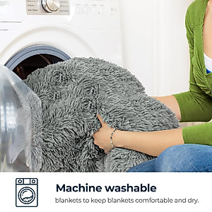 XYYZYZ Super Fluffy Throw Blanket, Faux Fur Fuzzy Blanket for Couch Sofa Bed, 50x60 Inches, Grayish Blue