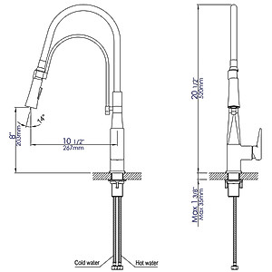 ALFI brand ABKF3023-PC Kitchen Faucet, 20.5"H, Polished Chrome
